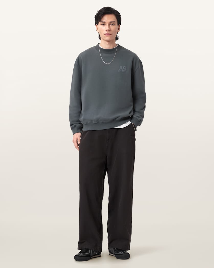 Icon Boxy Crew Neck Sweatshirt DARK STEEL BLUE | ALLSAINTS